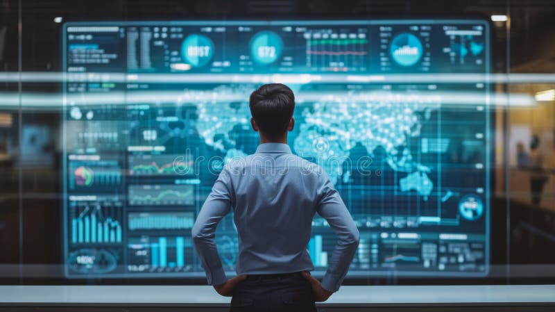 The Photo Captures a Person from Behind Looking at a Complex Array of ...