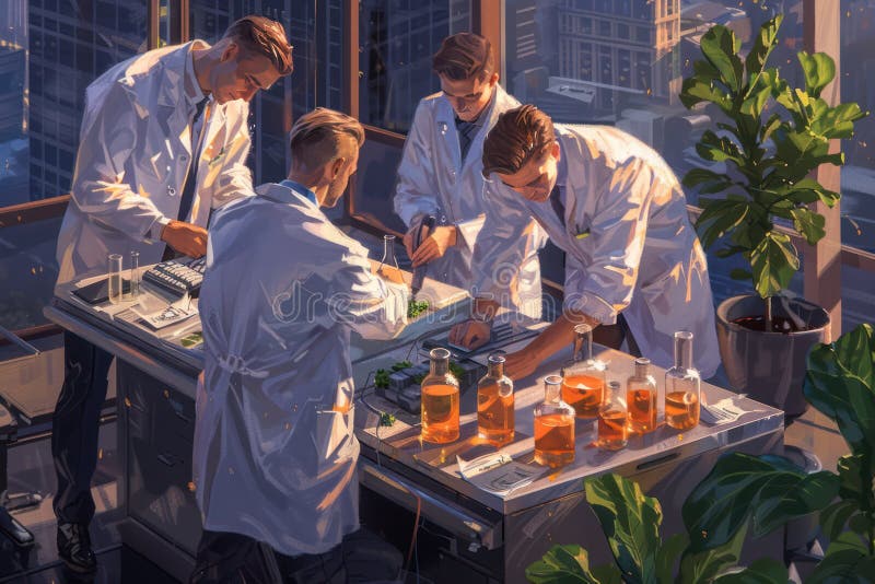 Multinational Researchers Conducting Mixed Media Experiments in Lab for ...