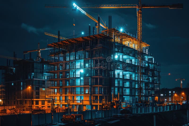 A Photo Capturing the Construction Progress of a Large Building with a ...