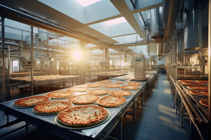 A Photo Capturing the Pizza Production Process in a Workshop Stock ...