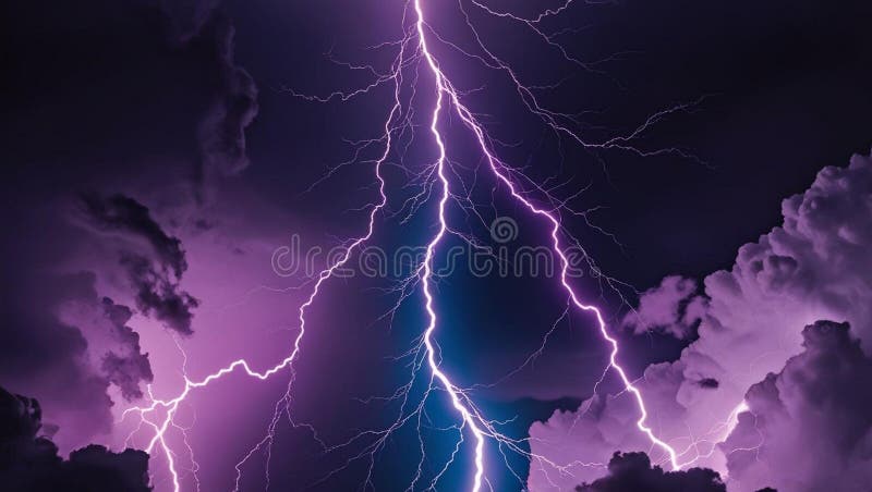 A Photo Capturing a Powerful Lightning Bolt Illuminating the Night Sky ...