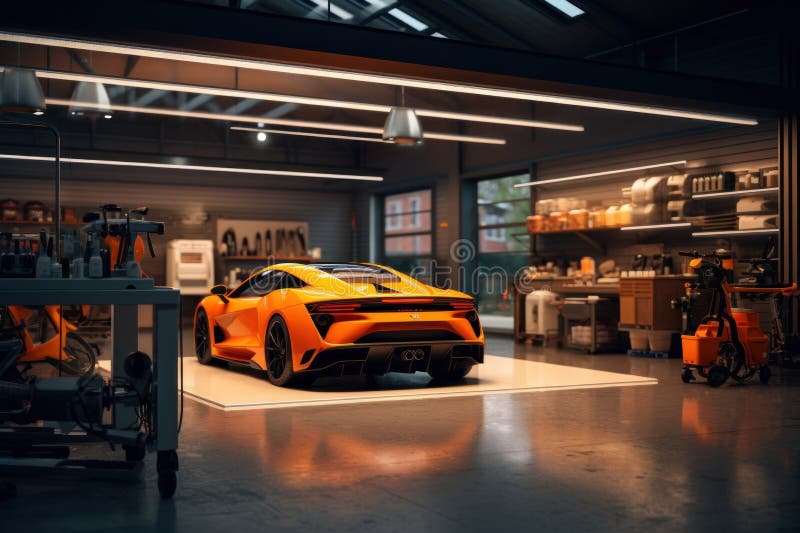 Photo of Car Garage Complete with Workshop Equipment Stock Photo ...