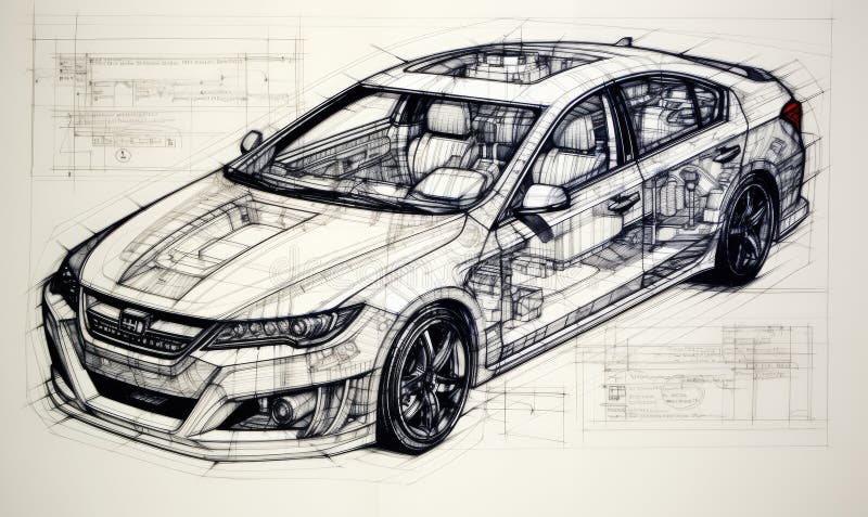 Photo of a Car with the Hood Open, Revealing Its Inner Workings Stock ...