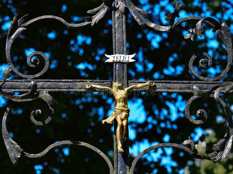 Catholic Symbol on an Iron Gate. Stock Image - Image of cardinal, light ...