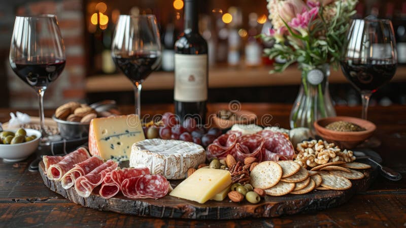Photo of a Charcuterie Board with Wine Stock Photo - Image of ...