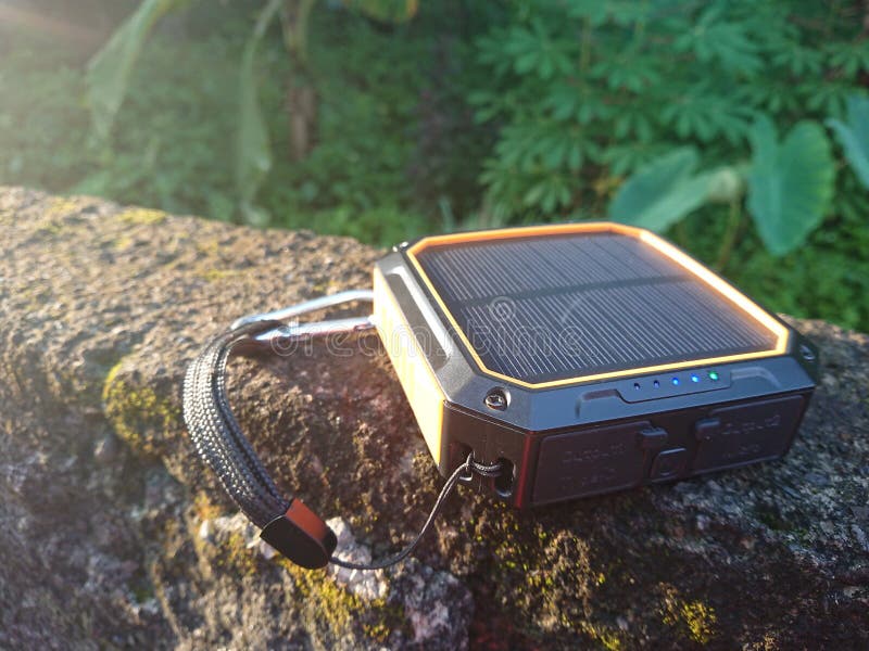 Photo Charging Process Power Bank from Direct Sun, at Motorcycle ...