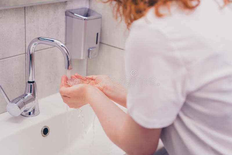 Photo of Charming Doing Evening Routine Washing Face Standing in ...