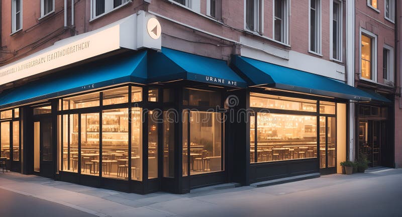 Ai Generated a Charming Store Front with a Vibrant Blue Awning and ...