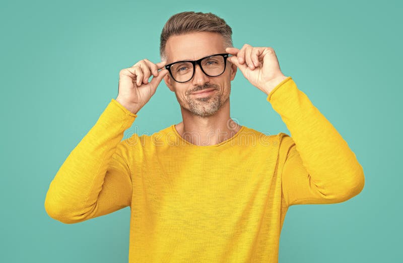 Photo of Cheerful Man Look in Eyewear. Man Look in Eyewear Isolated on ...