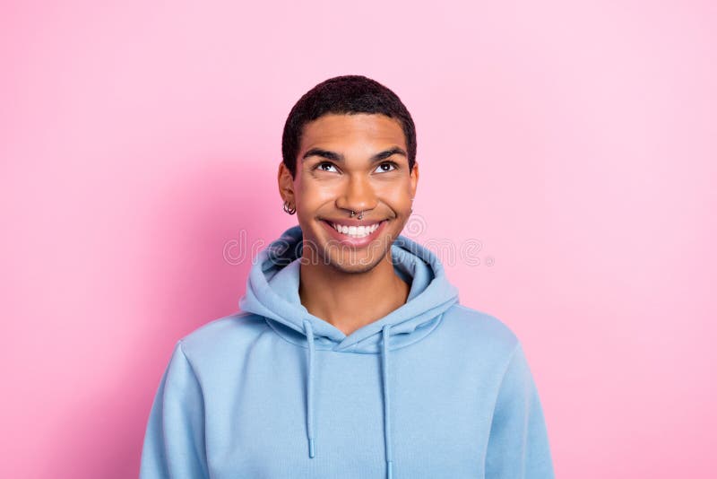 Photo of Cheerful Positive Man Beaming Smile Look Up Empty Space ... Photo of Cheerful Positive Man Beaming Smile Look Up Empty Space ...
