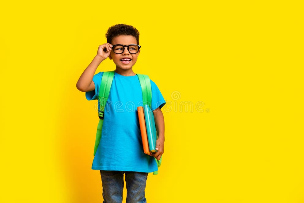 Photo of Cheerful Tricky Preteen Boy Wear Blue T-shirt Spectacles ... Photo of Cheerful Tricky Preteen Boy Wear Blue T-shirt Spectacles ...
