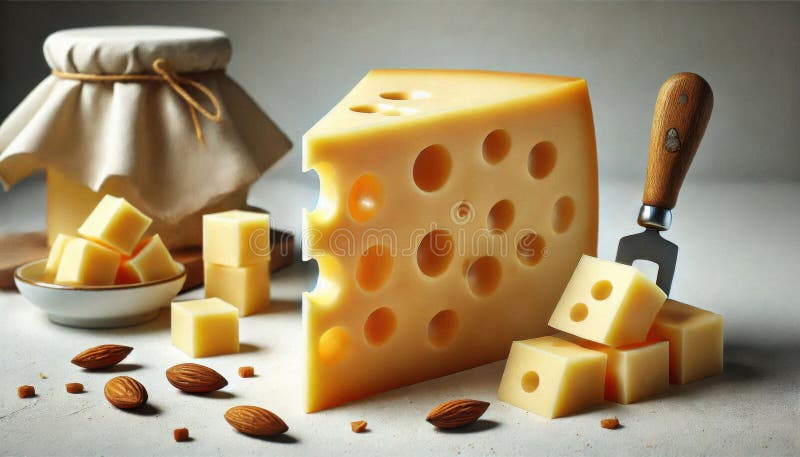 Cheese Dices and Slices, Highlighting a Rustic Presentation of Cheese ...