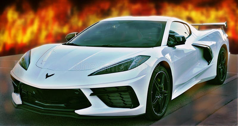 2020 Chevrolet Corvette with Fire Edit Editorial Photography - Image of ...