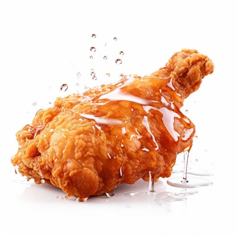 Delicious Fried Chicken with Water Droplets on a White Background Stock ...