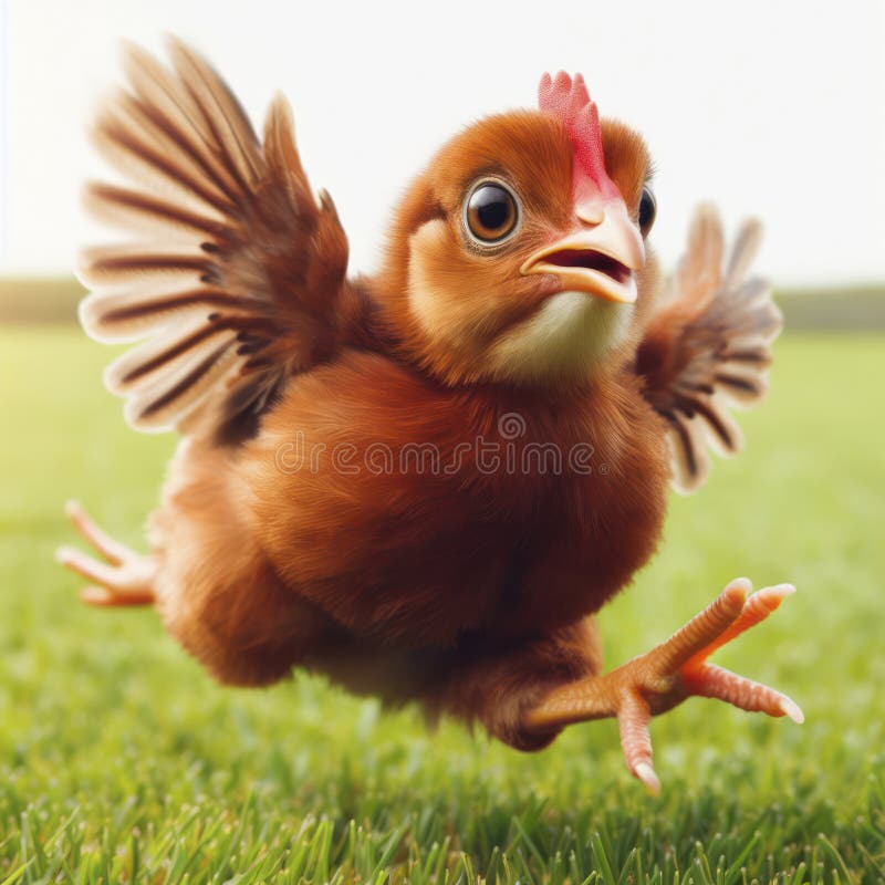 Photo of a Chicken Running with Sunny Face. Ai Generative Stock ...