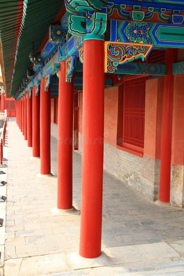 Chinese Red Columns in Beijing Stock Image - Image of famous, garden ...