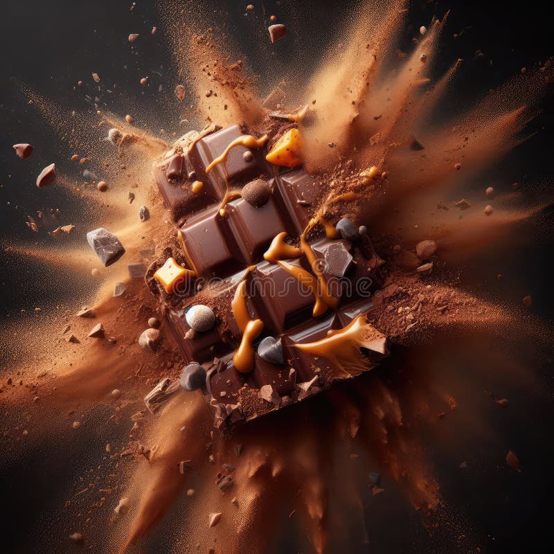 Photo of Chocolate Bar Explosion Stock Image - Image of levitation ...