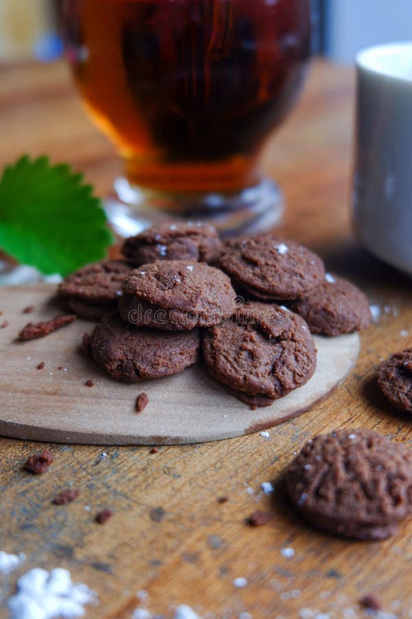 Photo of Chocolate-flavored Cookies with Tea Stock Photo - Image of ...