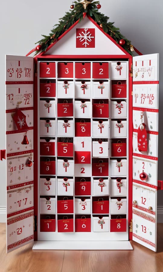Photo of Christmas Advent Calendar with Open Doors. Generative AI Stock ...