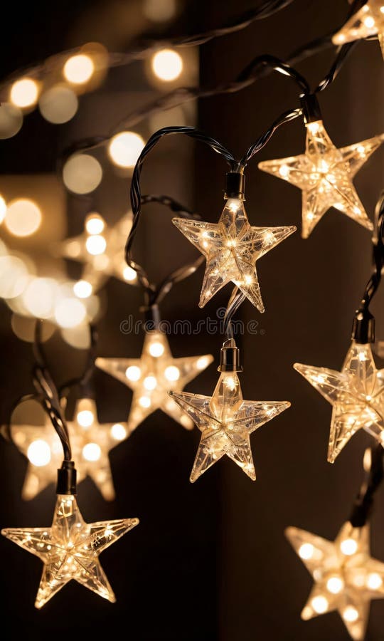 Photo of Christmas Star-Shaped String Lights. Generative AI Stock ...