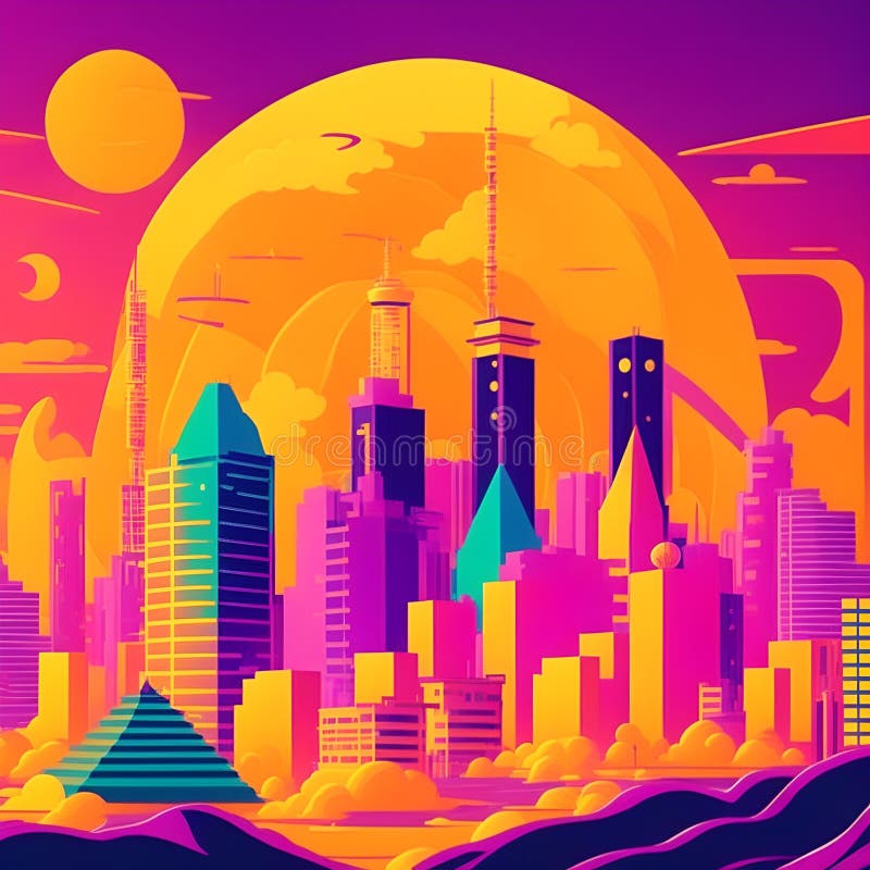 Ai Generated a Cityscape with Towering Skyscrapers Stock Illustration ...