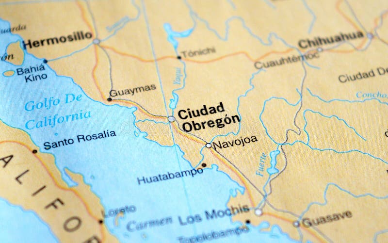A Photo of Ciudad Obregon on a Map Stock Photo - Image of macro ...