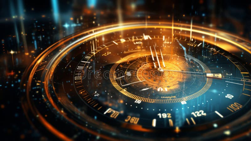 Photo of a Close Up of a Clock on a Dark Background Stock Illustration ...