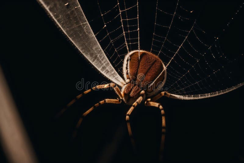 Close-up of a Spider Spinning Its Web at Dawn Stock Illustration ...