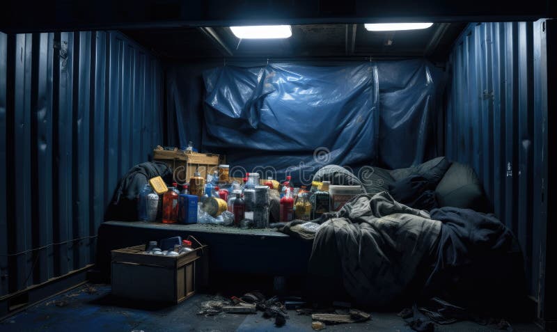 Photo of a Cluttered Room with Boxes and a Couch Stock Illustration ...