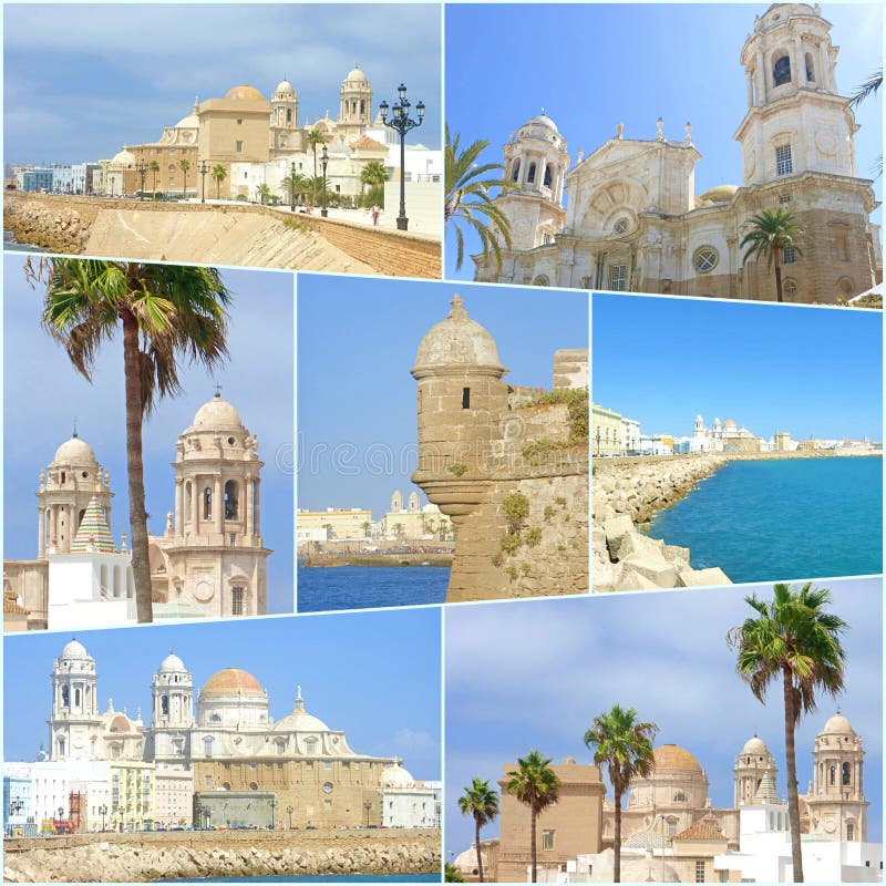 PHOTO COLLAGE of the CATHEDRAL of CADIZ Stock Photo - Image of city ...