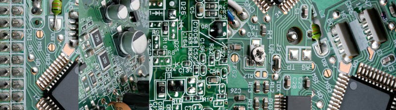 Photo Collage Electronic Microcircuit Stock Photo - Image of conductor ...