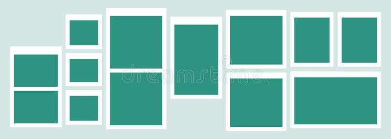 Photo Collage Gallery Layout Design with Multiple Frames on Light ...