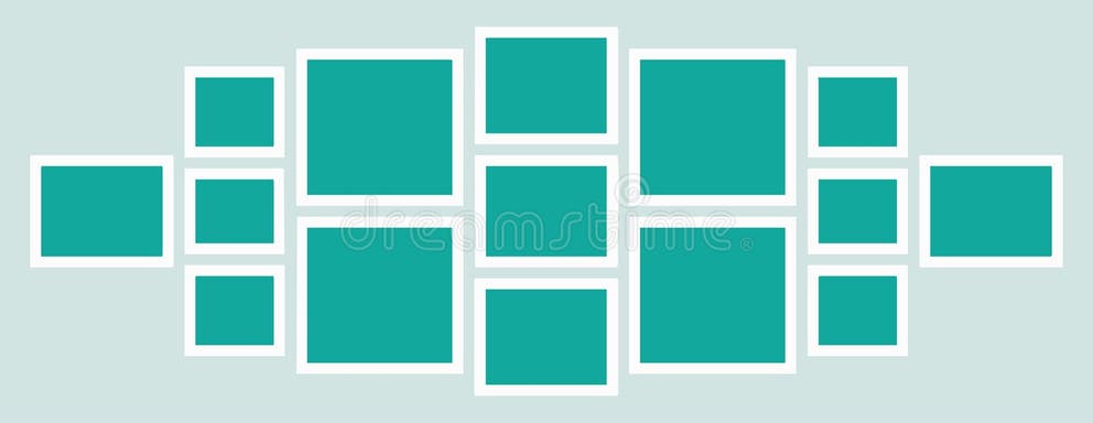 Photo Collage Gallery Layout Design with Multiple Frames on Light ...