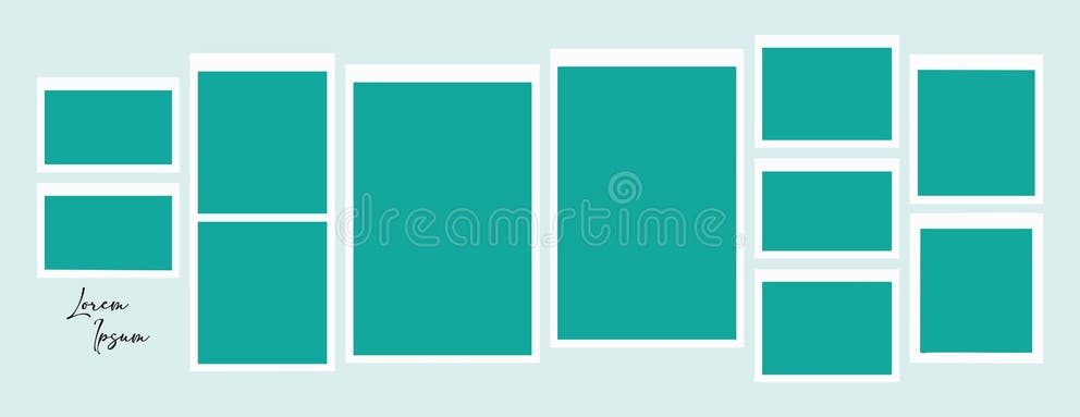 Photo Collage Gallery Layout Design with Multiple Frames on Light ...