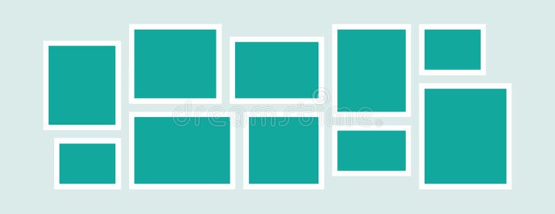 Photo Collage Gallery Layout Design with Multiple Frames on Light ...