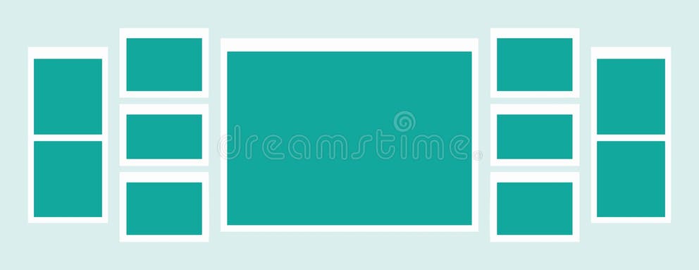 Photo Collage Gallery Layout Design with Multiple Frames on Light ...