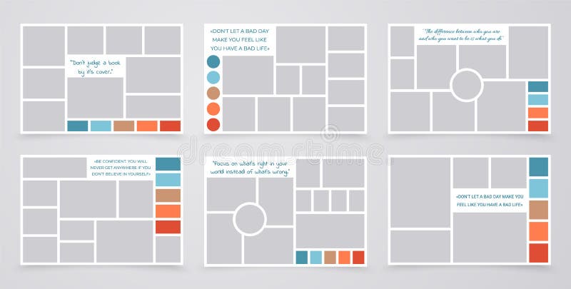 Photo Collage Grid Mood Board Template Vector Illustration Stock