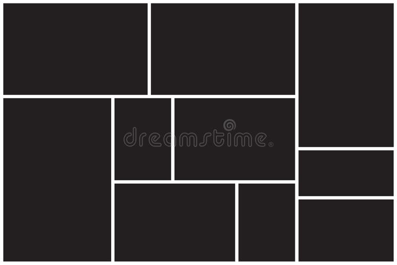 Photo Collage Pattern. White Frames, Black Pattern Stock Vector - Illustration of empty, graphic ...