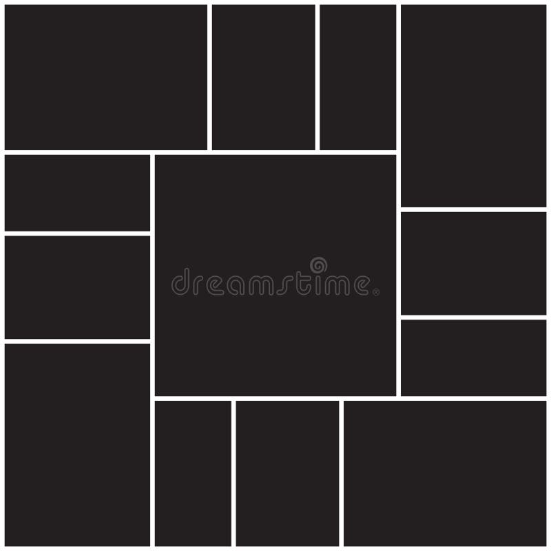 Photo Collage Pattern. White Frames, Colored Pattern Stock Vector ...