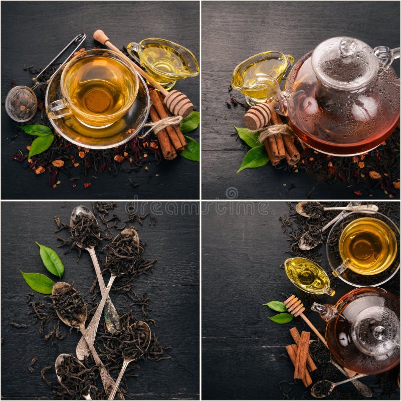 Photo Collage Tea and Tea Leaves. Stock Photo - Image of chinese, fresh ...