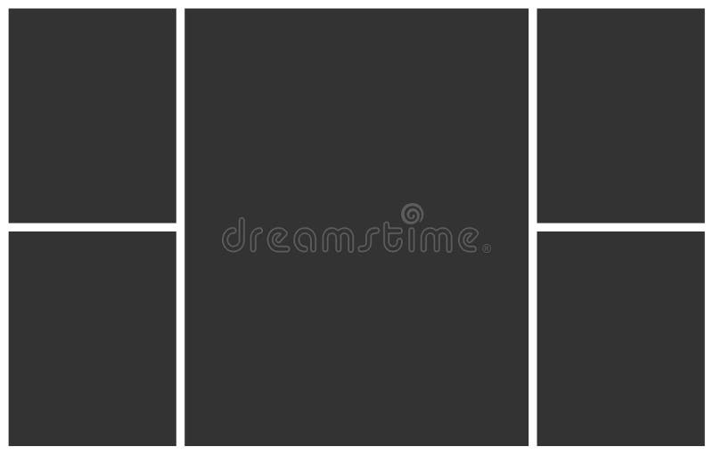 Photo Collage Template of Five Parts Frames Stock Vector - Illustration ...