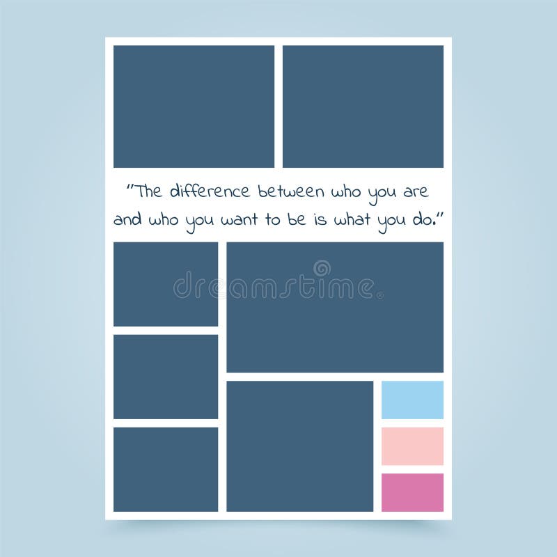 Photo Collage Template Moodboard Grid With Circle Vector Illustration