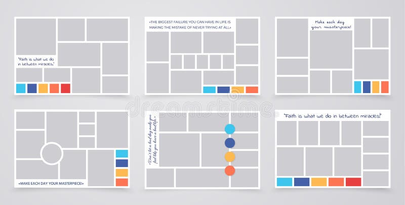 Photo Collage Template Moodboard Set Of Pictures Grids Vector