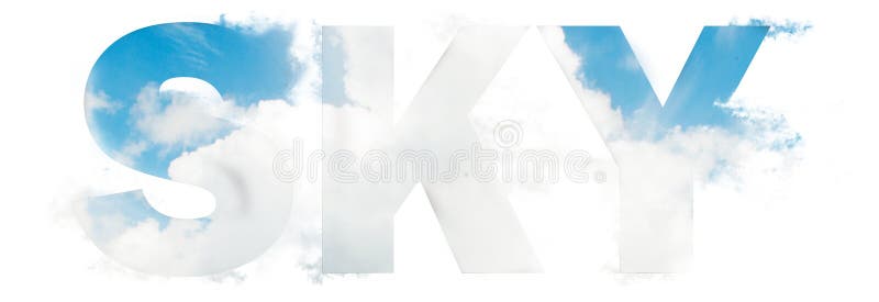 Photo Collage Word Sky with Clouds on White Background Stock ...