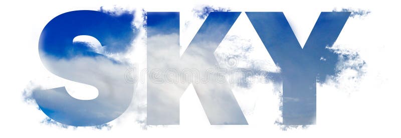 Photo Collage Word Sky with Clouds on White Background Stock ...
