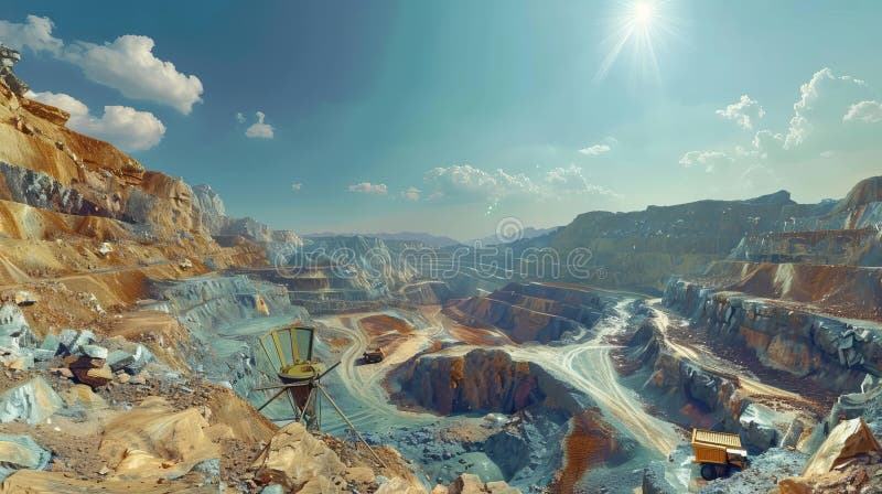 Photo of a Colorful Panoramic View of a Gold Mining Area Stock ...