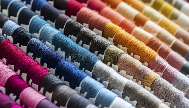 Colorful Thread Spools Arranged in a Rainbow Spectrum Stock Photo ...