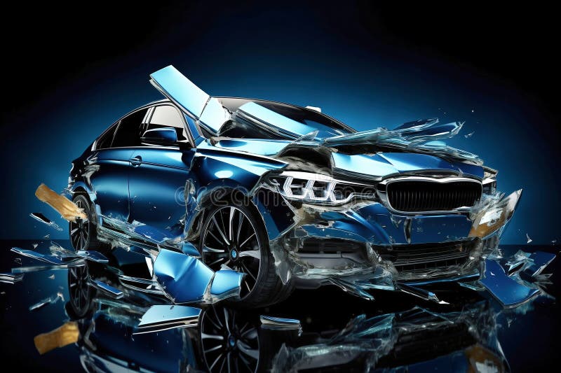 Photo of a Completely Destroyed Car Stock Illustration - Illustration ...
