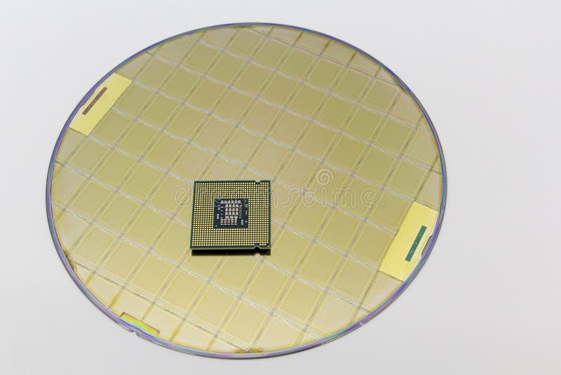 Photo of a Computer Chip CPU Put on Silicon Wafer with Microchip Stock ...