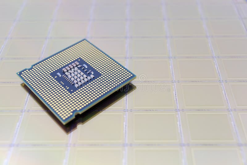 Photo of a Computer Chip CPU Put on Silicon Wafer with Microchip Stock ...